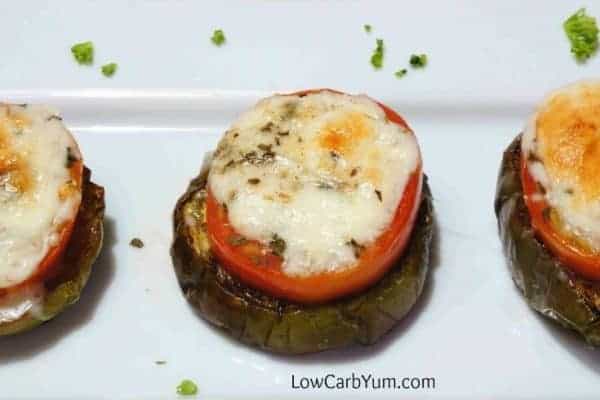 Easy Eggplant Tomato Recipe - Pizza Rounds Appetizer - Low Carb Yum