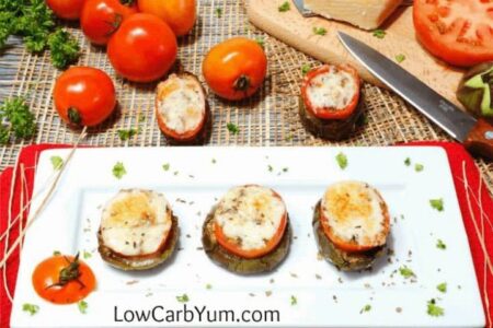 Easy Eggplant Tomato Recipe - Pizza Rounds Appetizer - Low Carb Yum