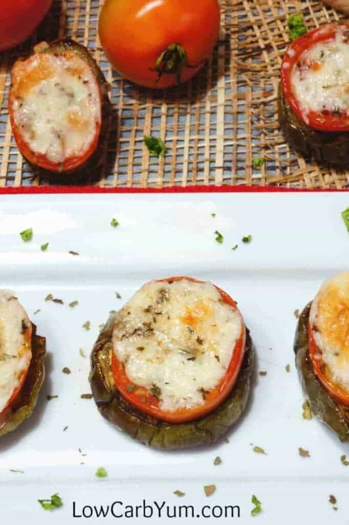 Easy Eggplant Tomato Recipe - Pizza Rounds Appetizer - Low Carb Yum