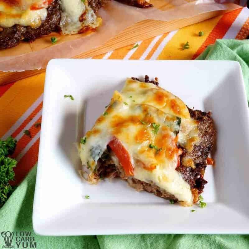 Spinach Tomato Meatza Pizza - Low Carb Paleo | Low Carb Yum