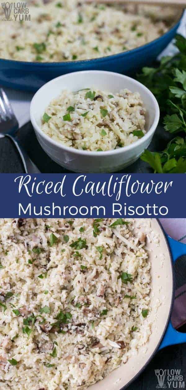 Easy Mushroom Cauliflower Rice Risotto (Vegan) - Low Carb Yum