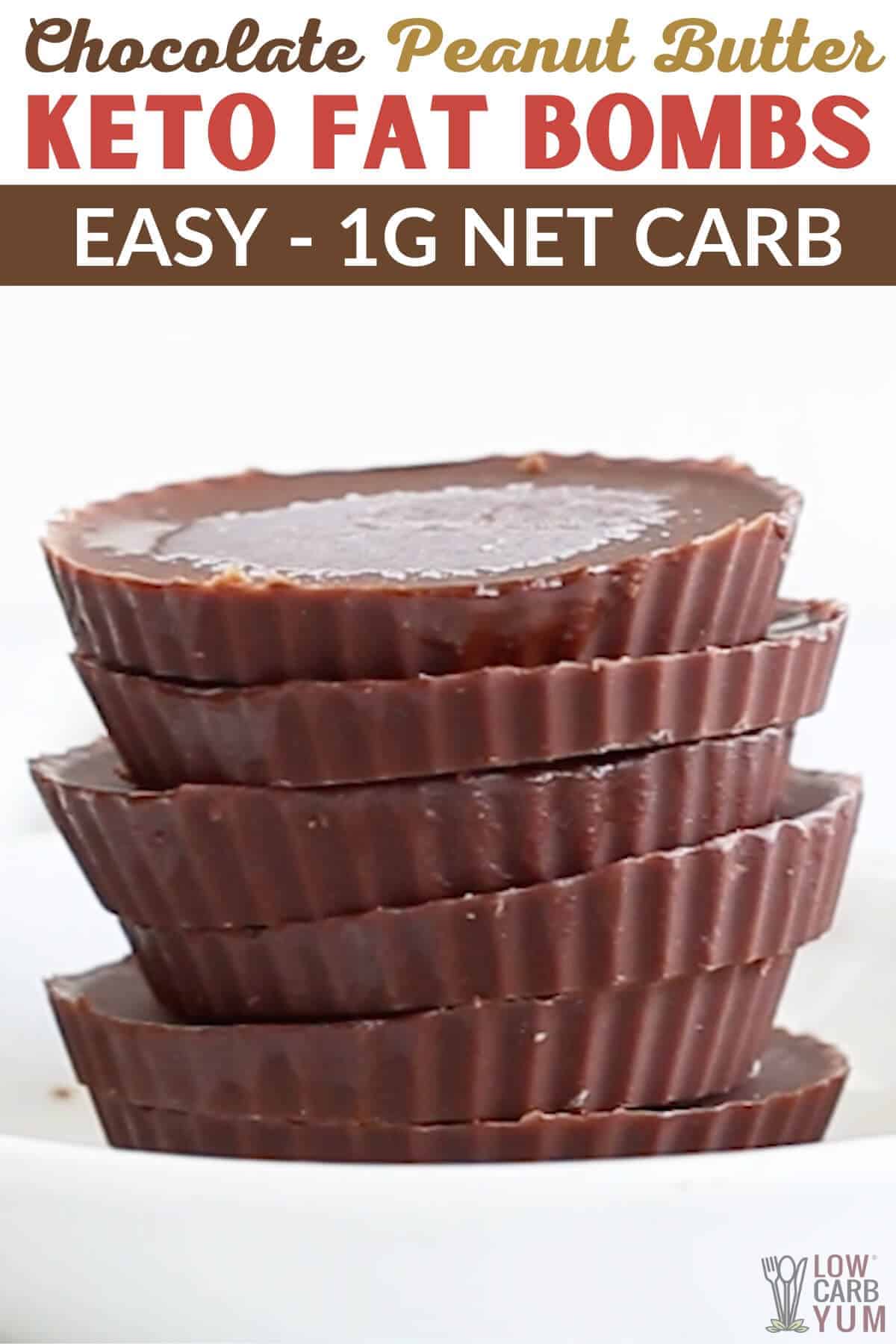 Chocolate Peanut Butter Fat Bombs (5-Ingredients) - Low Carb Yum