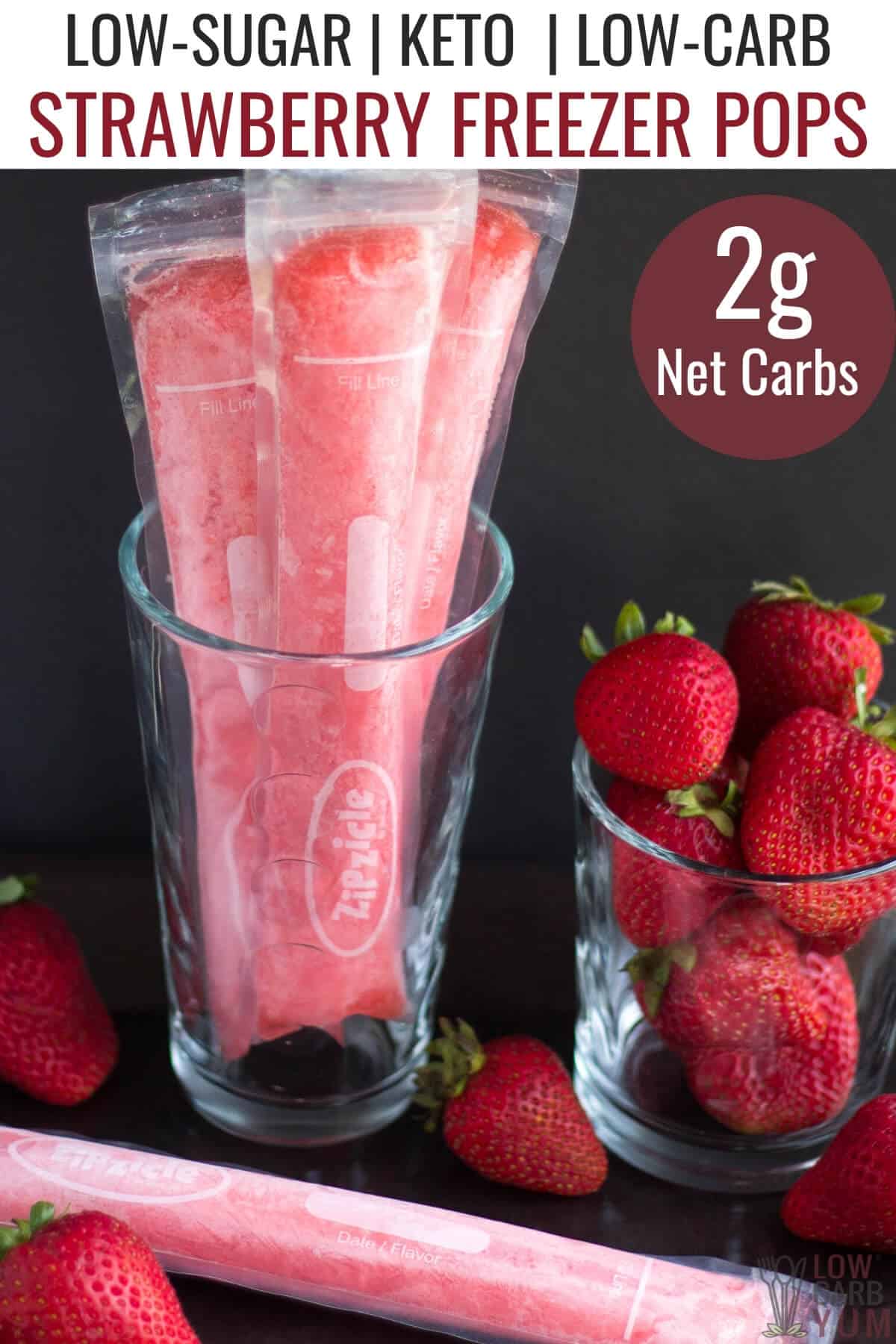 Sugar-Free Strawberry Keto Popsicles or Freezer Pops - Low Carb Yum