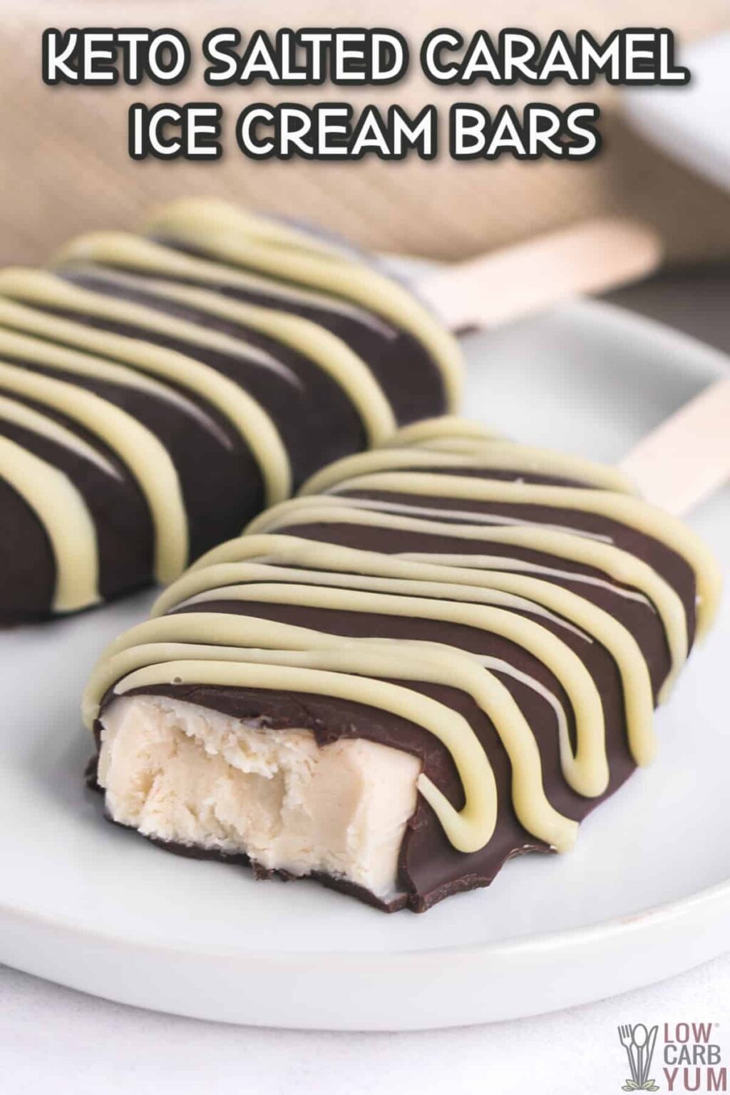 Keto Sea Salt Caramel Ice Cream Bars - Low Carb Yum