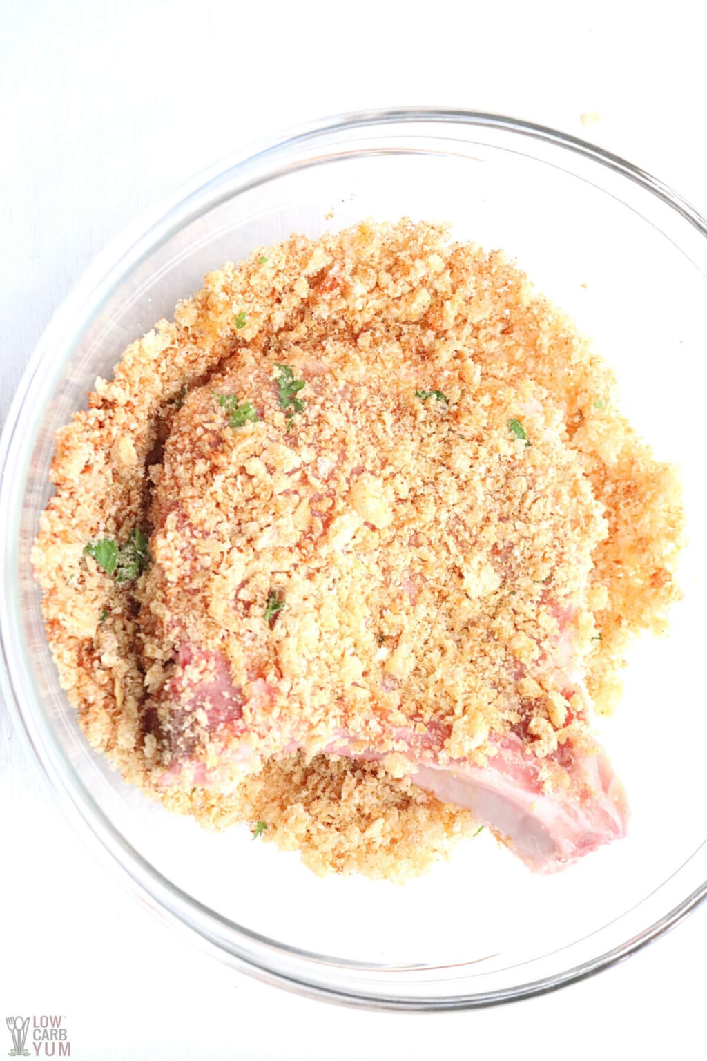 Keto Air Fryer Bone-In Pork Chops Made With Pork Rinds - Low Carb Yum