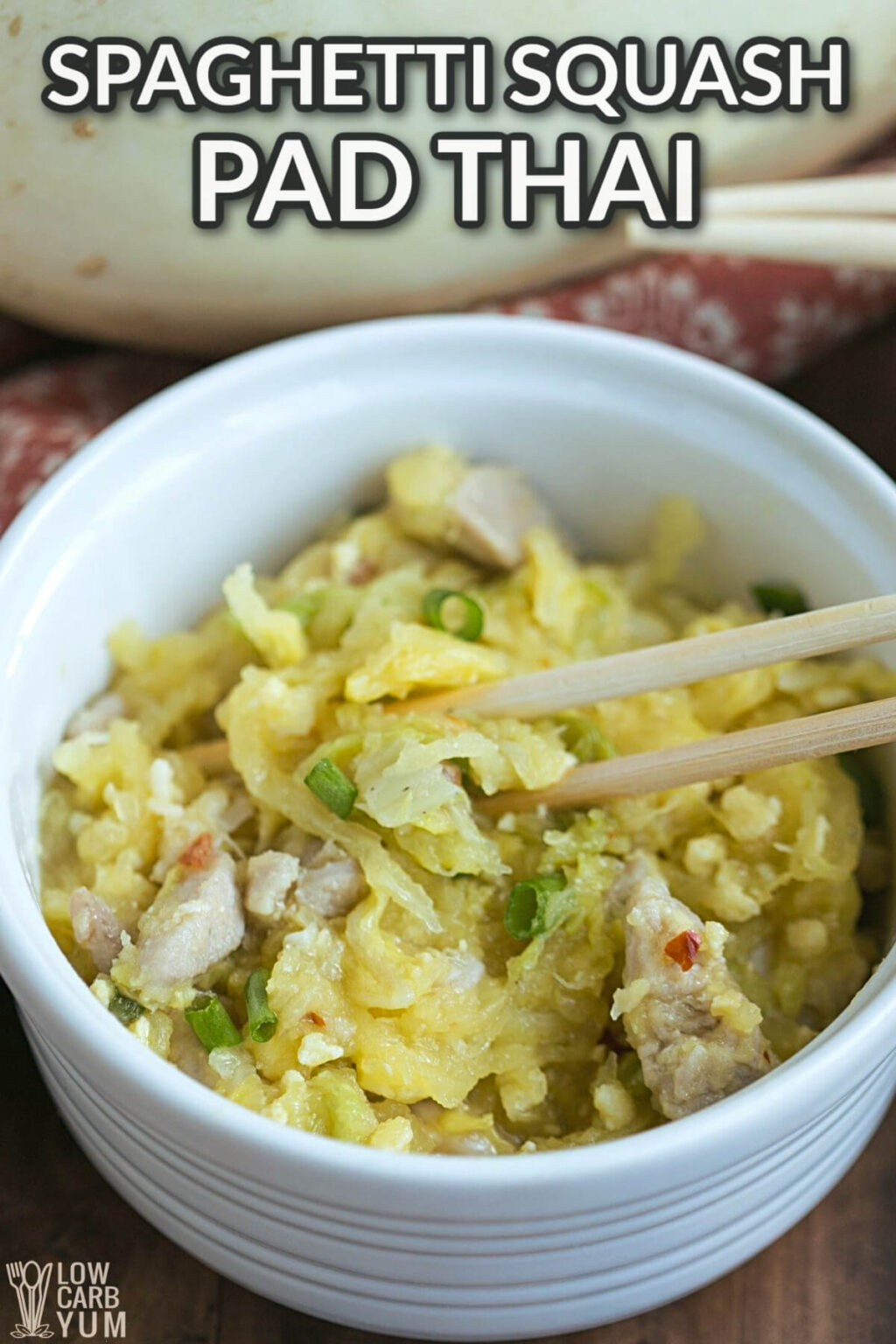 Low Carb Spaghetti Squash Pad Thai With Chicken - Low Carb Yum